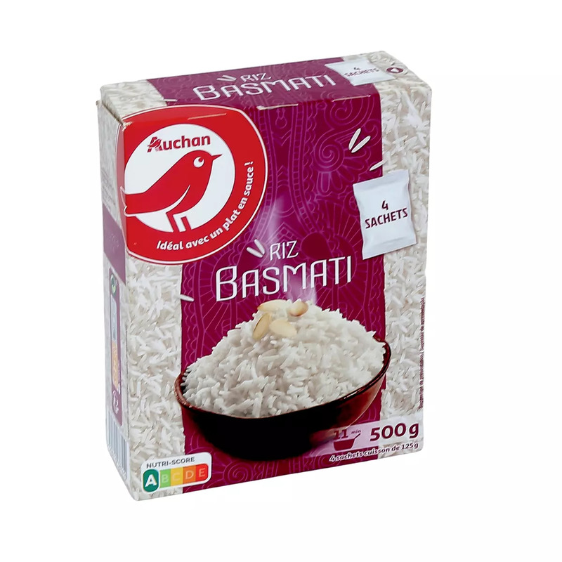 AUCHAN Riz basmati sachets cuisson prêt en 11 min 4 sachets 500g