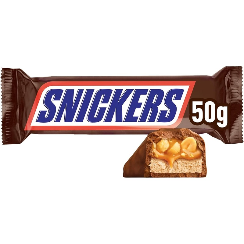Snickers chocolat au lait et caramel avec des cacahuètes grillées 1 x 50 g