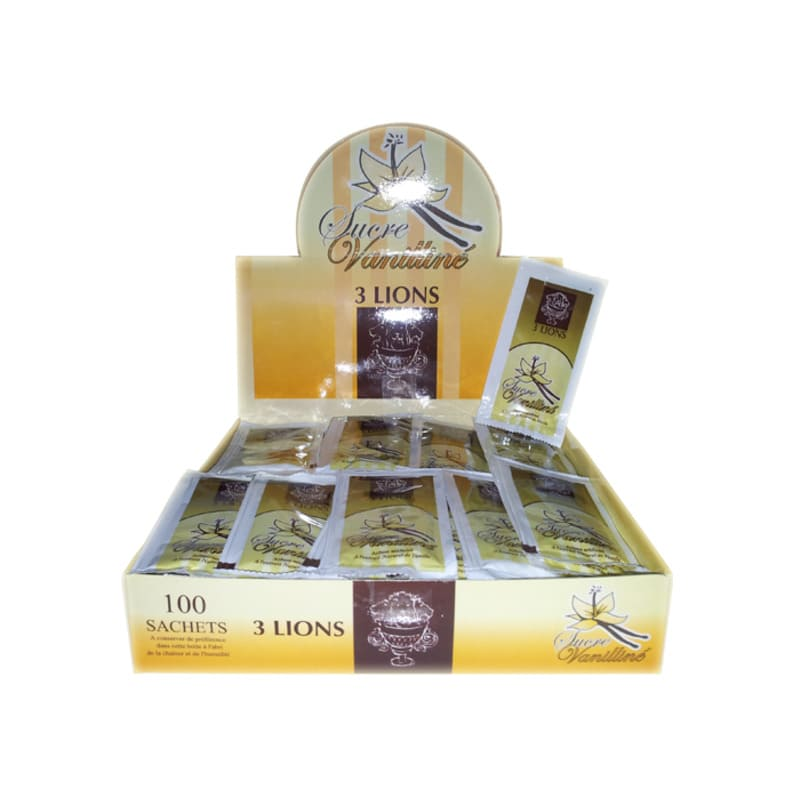 3 Lions sucre vanillé paquet de 100 sachet 6g