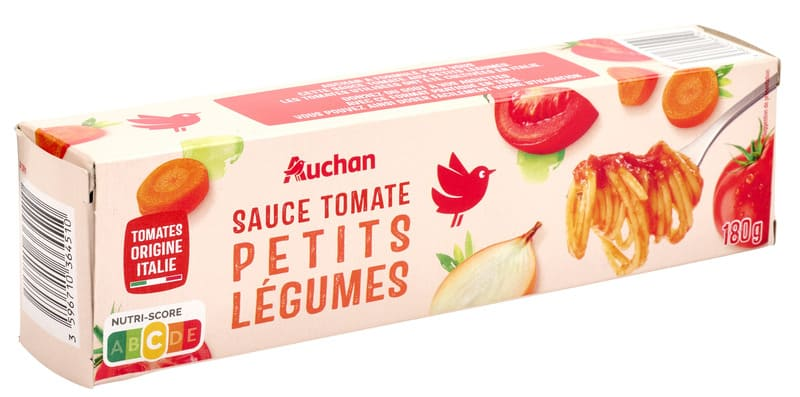 AUCHAN Sauce tomate aux petits légumes, en tube 180g
