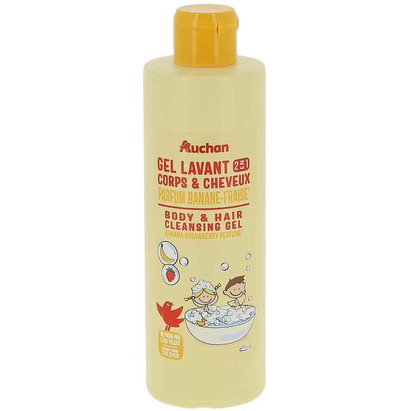 AUCHAN KIDS GEL DOUCHE ET SHAMPOING 3 EN 1 BANANE FRAISE 250ML